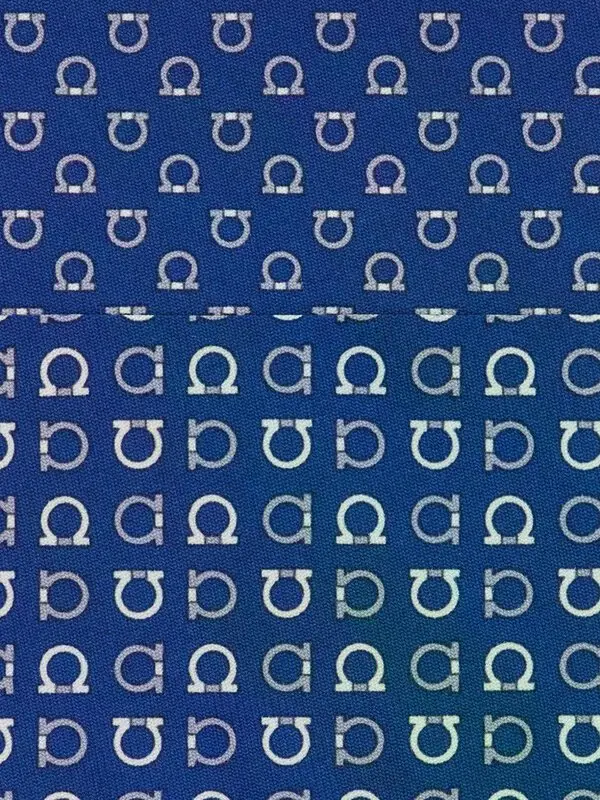 FERRAGAMO Gancini Print Silk Neck Tie - Blue