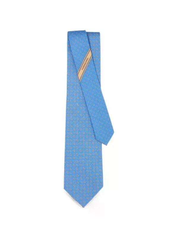 FERRAGAMO Gancini-print Silk Tie