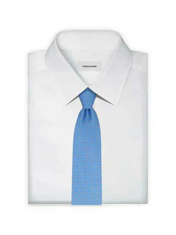 FERRAGAMO Gancini-print Silk Tie