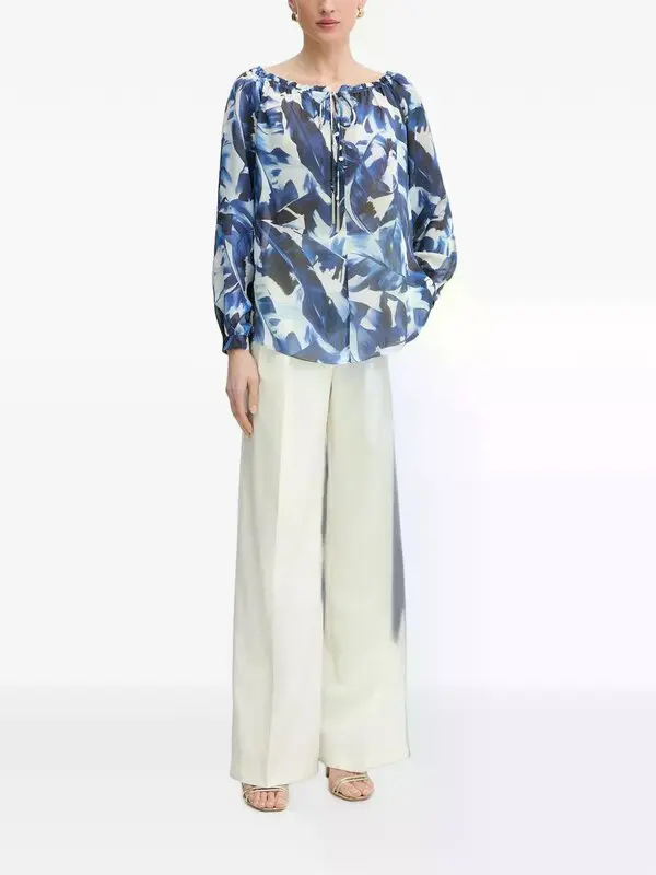 Guess Leaf Print Ruffled Blouse