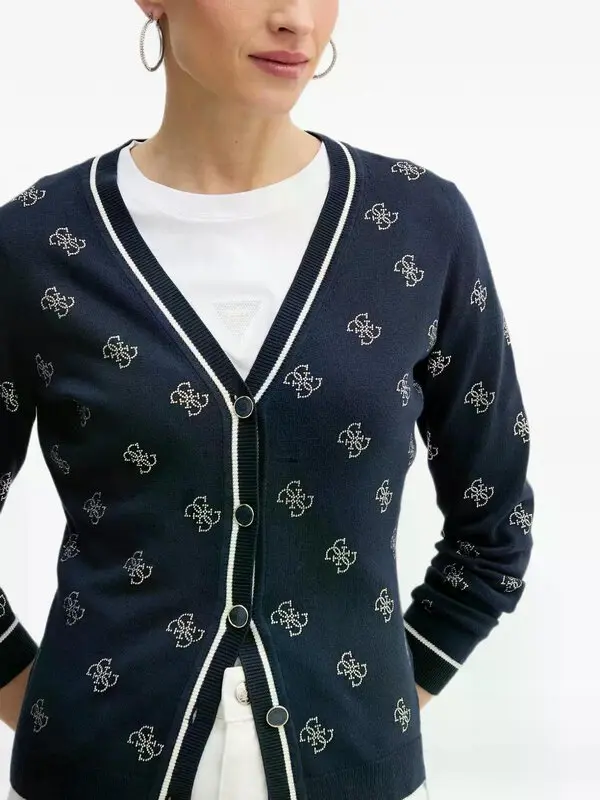 Guess Crystal-embellished Logo-print Cardigan