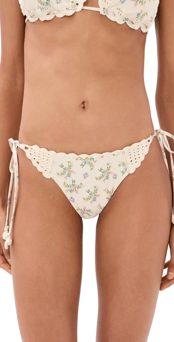 Agua Bendita Fawna Handmade Crochet Tie-side Bikini Bottoms - Multicolor