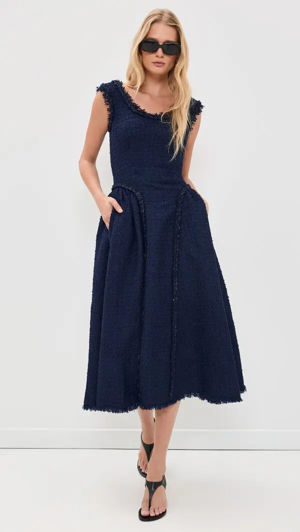 SELF-PORTRAIT Boucle Midi Dress