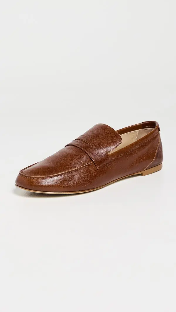 JAMIE HALLER The Penny Loafers In Buffalo Leather - Brown