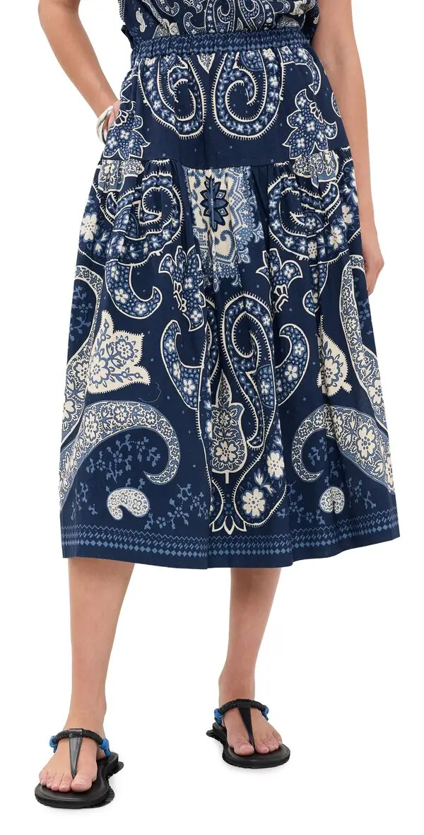 Sea Emelina Print Midi Skirt - Navy