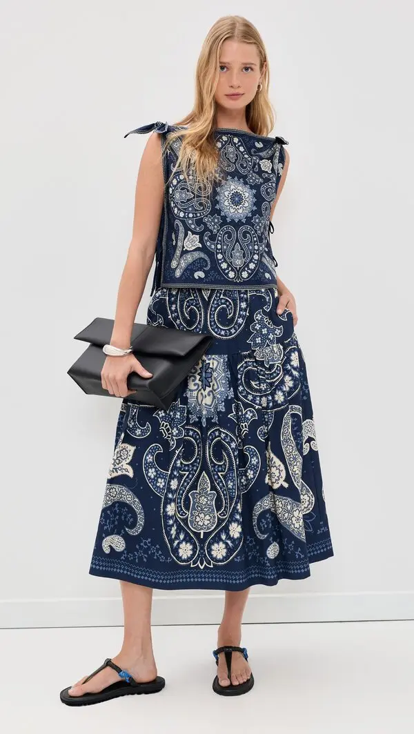 Sea Emelina Print Midi Skirt
