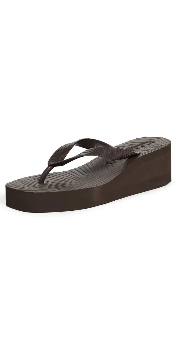 VELOUR High Platform Flip Flops - Brown