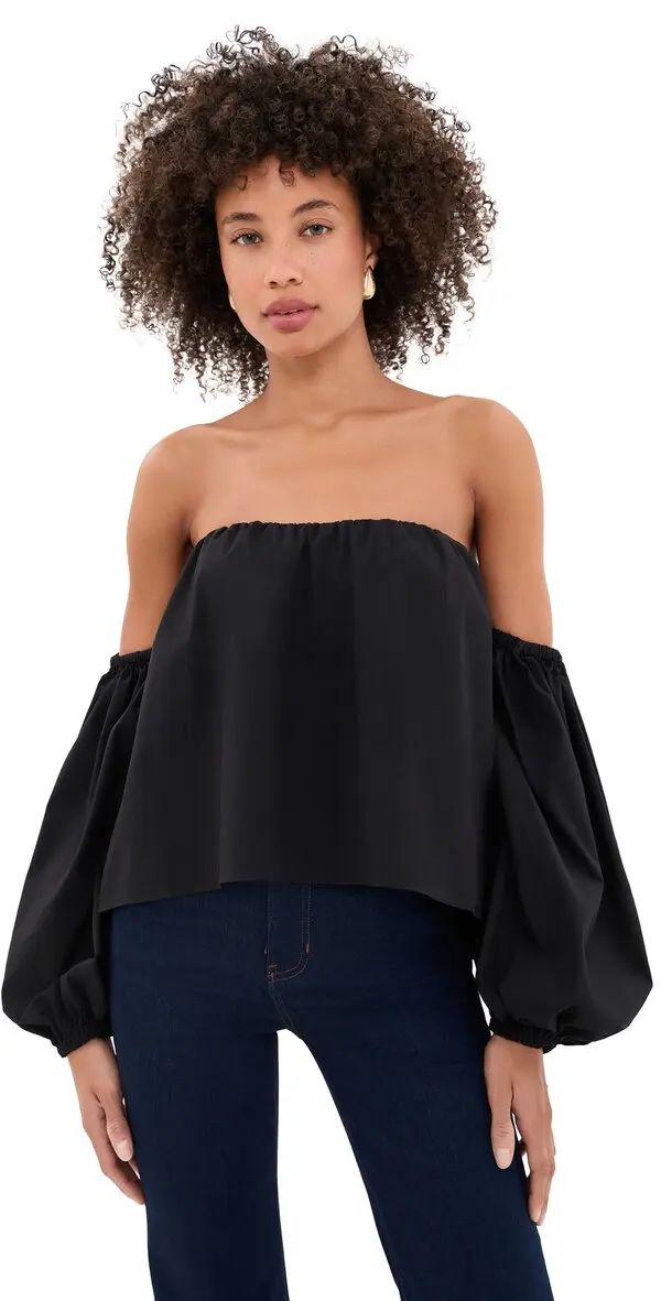 L'Agence Off-shoulder Bra Top With Detached Sleeves - Black