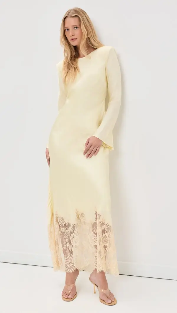 SELF-PORTRAIT Lace Hem Maxi Dress