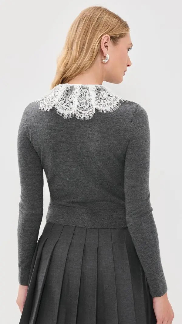 SELF-PORTRAIT Lace Collar Knit Cardigan