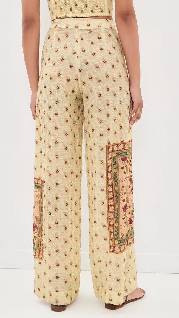 Agua Bendita Caroline Plume Embroidered Pants