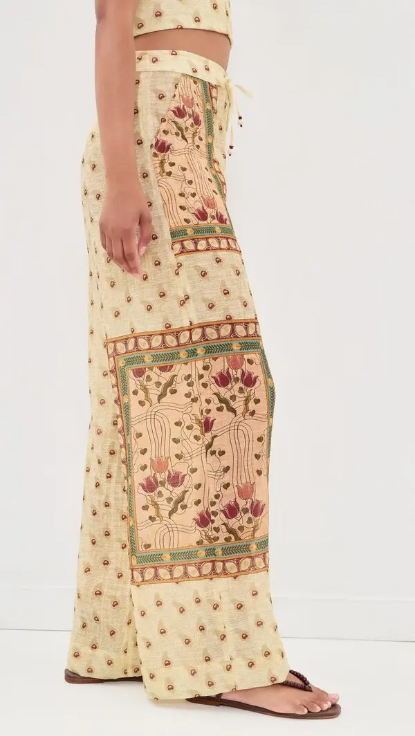 Agua Bendita Caroline Plume Embroidered Pants