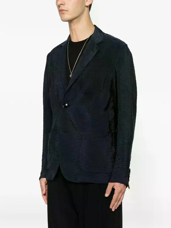 Giorgio Armani Textured Single-breasted Blazer - Blue