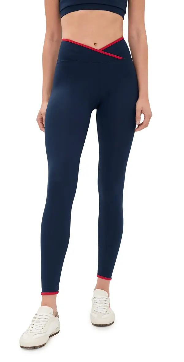 Strut This The Rae Ankle Leggings - Navy/red