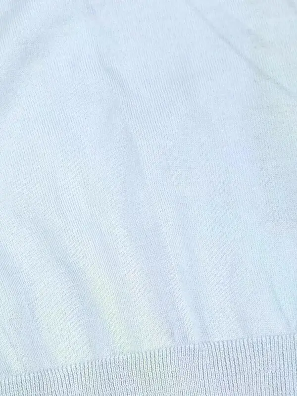 Prada V-neck Logo Embroidered Wool Sweater - Blue