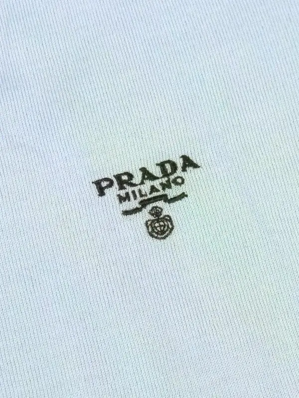 Prada V-neck Logo Embroidered Wool Sweater