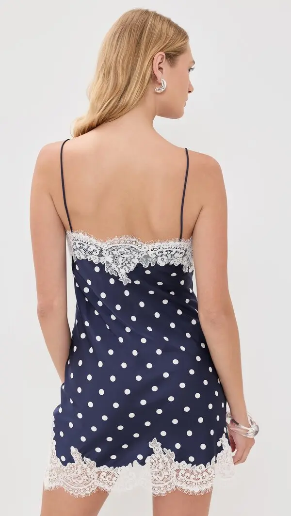 SELF-PORTRAIT Polka Dot Satin Mini Dress