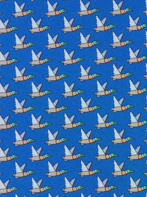 FERRAGAMO Pure Silk Mallard Print Neck Tie - Blue