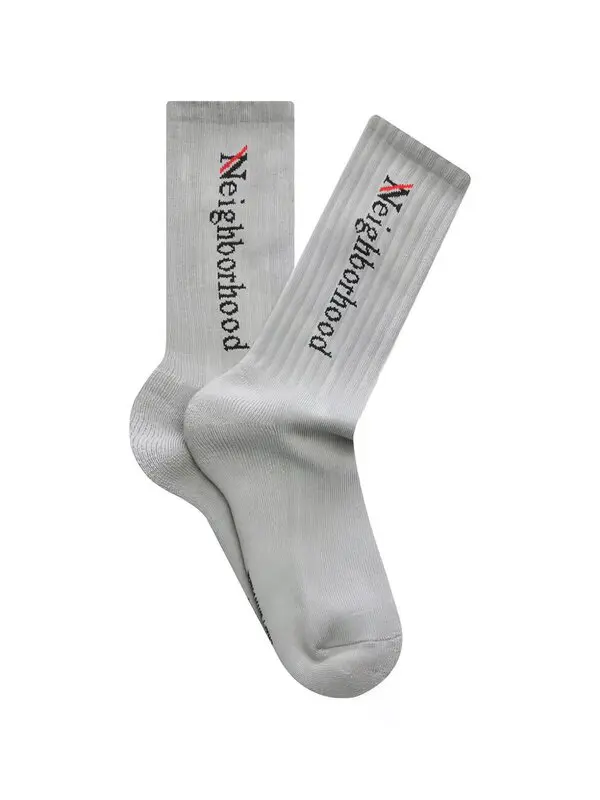 NEIGHBORHOOD Logo Detail Ribbed Socks - Grey