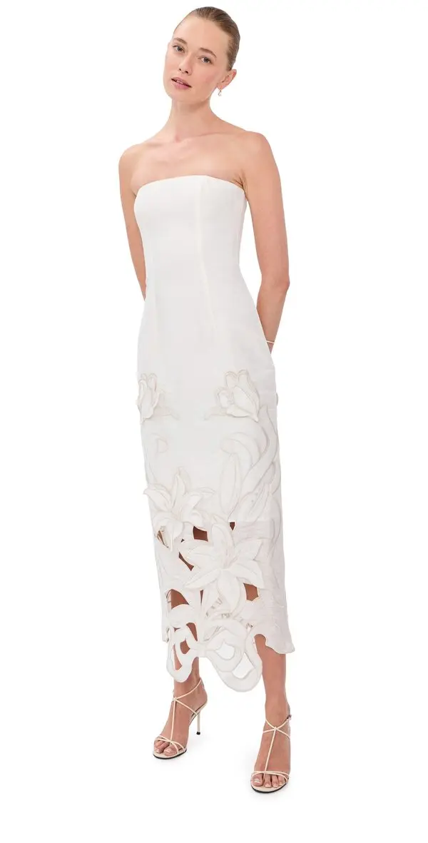 LEO LIN Rayna Applique Bustier Maxi Dress - Snow
