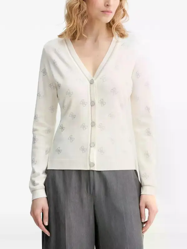 Guess Crystal-embellished Logo Pattern Cardigan