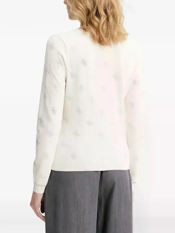 Guess Crystal-embellished Logo Pattern Cardigan