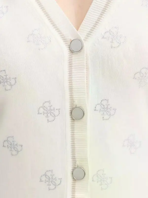 Guess Crystal-embellished Logo Pattern Cardigan