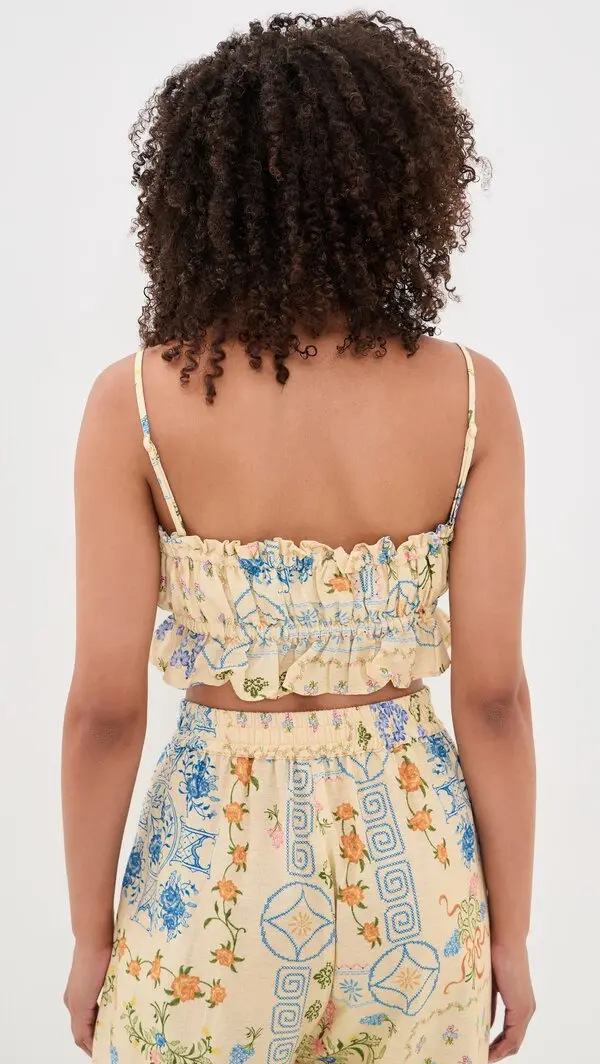 Agua Bendita Vichy Ruffled Crop Top