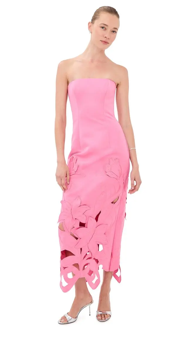 LEO LIN Rayna Applique Bustier Maxi Dress - Fuchsia