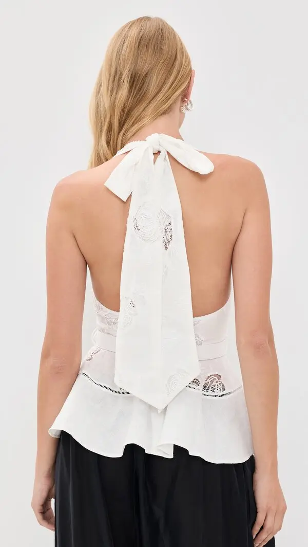 SELF-PORTRAIT Linen Peplum Top