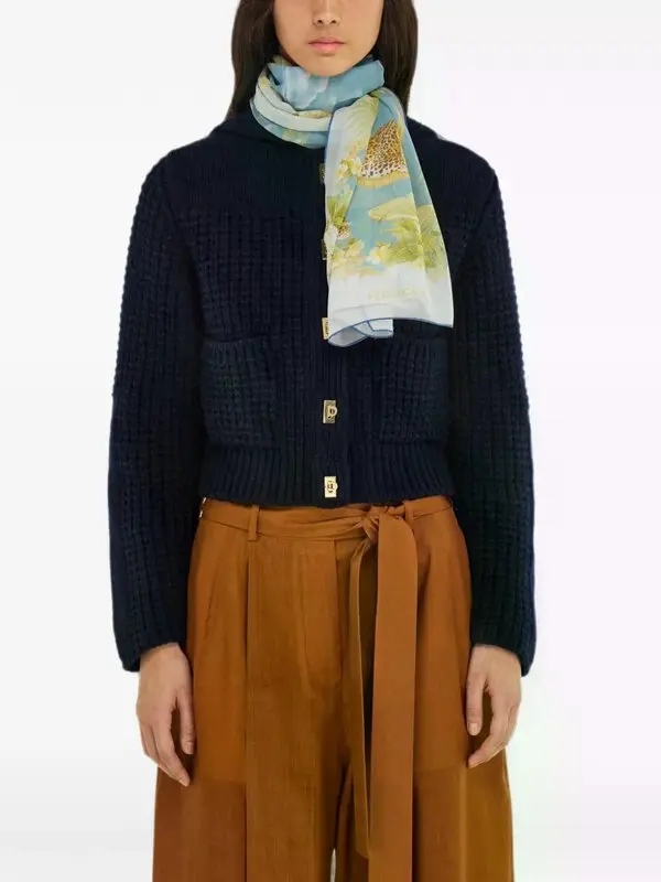 FERRAGAMO Jungle-print Silk Scarf - Blue