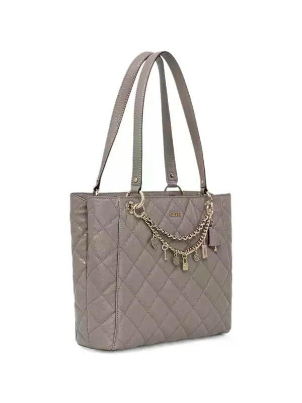 Guess Quilted Logo-print Tote Bag - Grey