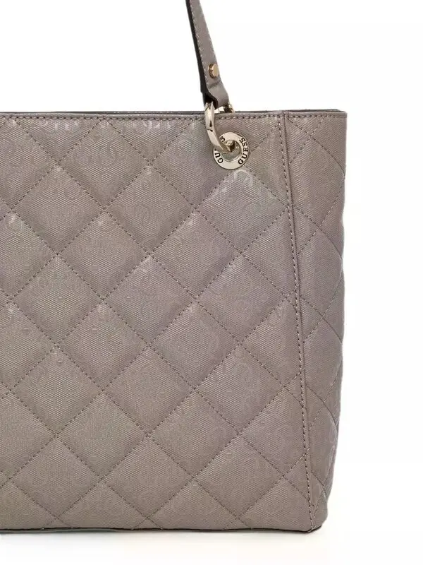 Guess Quilted Logo-print Tote Bag - Grey