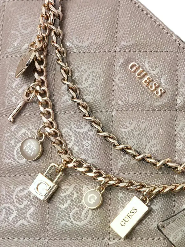 Guess Quilted Logo-print Tote Bag - Grey