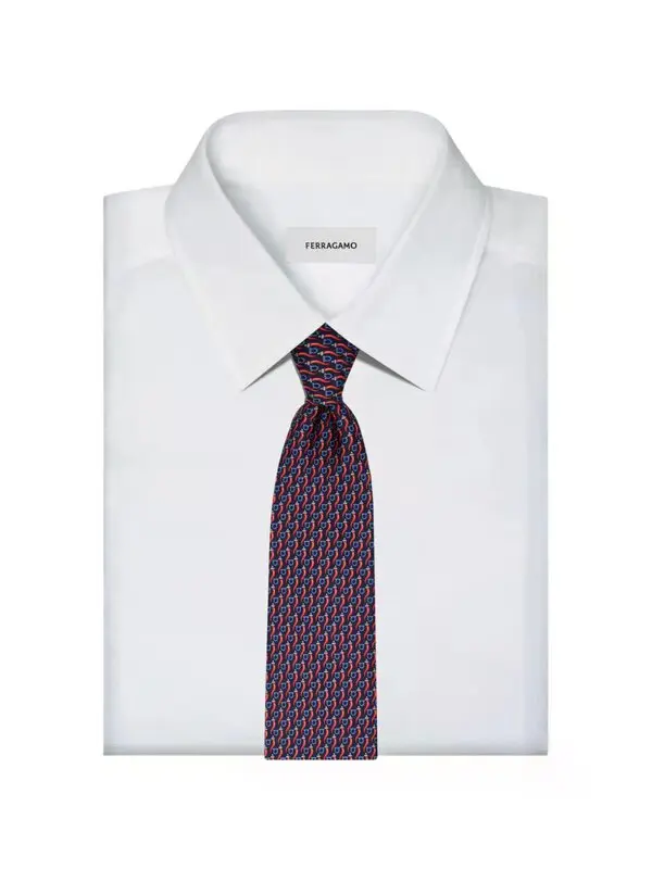FERRAGAMO Gancini Cornicello Silk Neck Tie