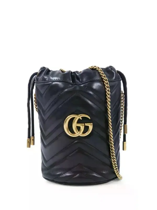 Gucci Marmont Drawstring Bucket Bag - Black