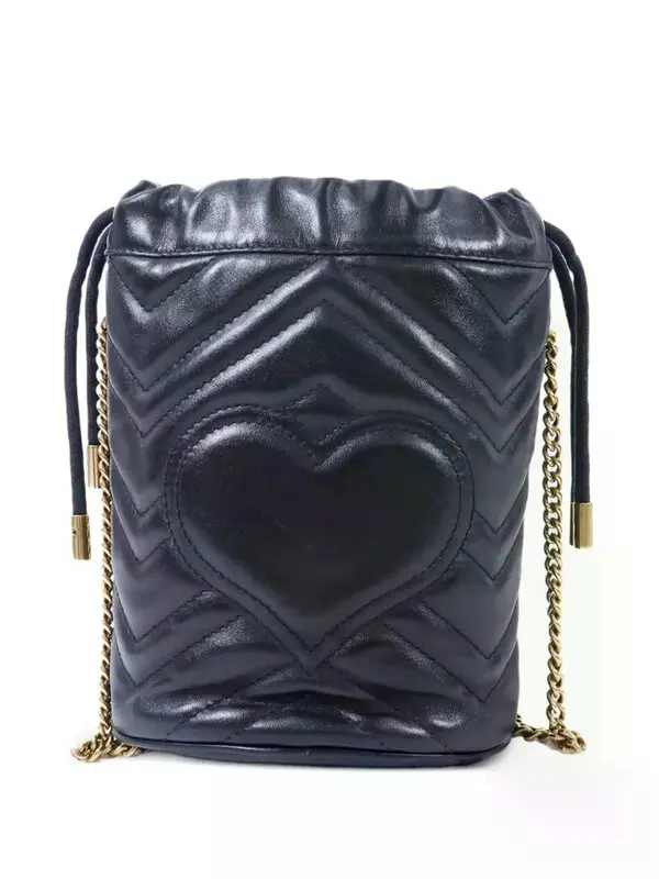 Gucci Marmont Drawstring Bucket Bag - Black