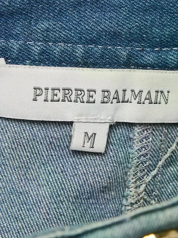 Pierre Balmain Quilted Panel Mini Denim Skirt