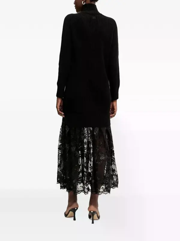ERMANNO FIRENZE Sequin-embellished Lace-panel Midi Dress