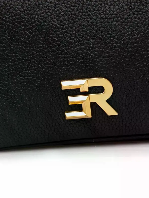 ERMANNO FIRENZE Pebbled Leather Shoulder Bag - Black