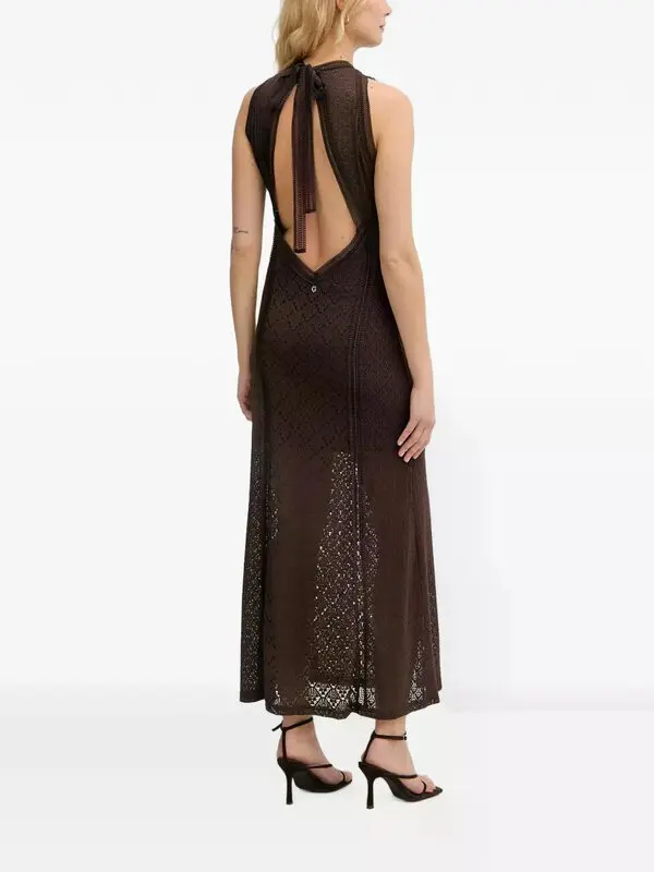 Guess Lace-trim Open-back Midi Dress