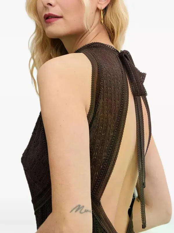 Guess Lace-trim Open-back Midi Dress