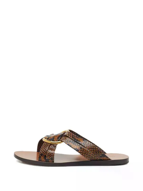 Chloé Lauren Python-embossed Flat Sandals - Brown