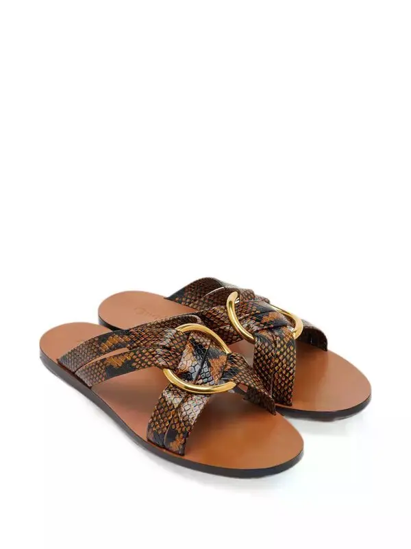 Chloé Lauren Python-embossed Flat Sandals