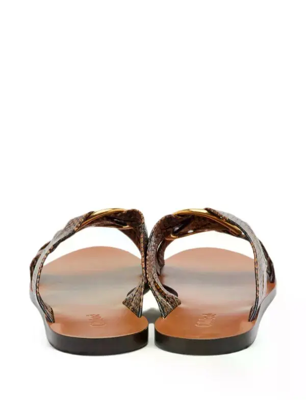 Chloé Lauren Python-embossed Flat Sandals
