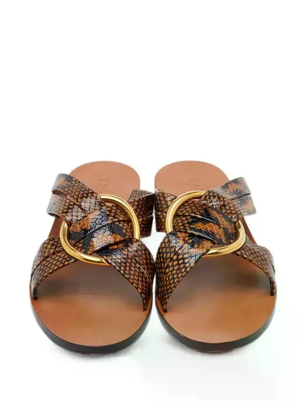 Chloé Lauren Python-embossed Flat Sandals