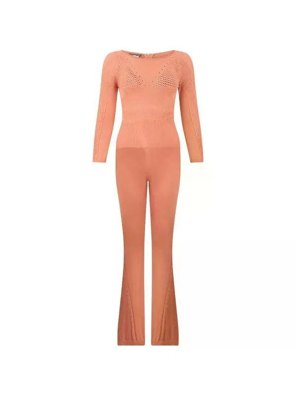 Alberta Ferretti Perforated Flared Jumpsuit - Orange