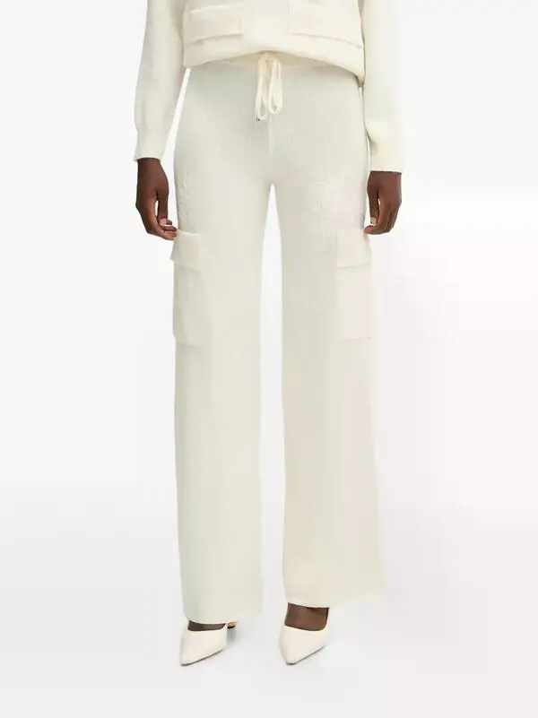 ERMANNO FIRENZE Cream White Floral Embroidered Cargo Pants - Neutrals
