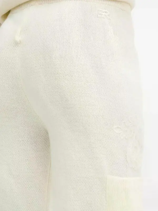 ERMANNO FIRENZE Cream White Floral Embroidered Cargo Pants