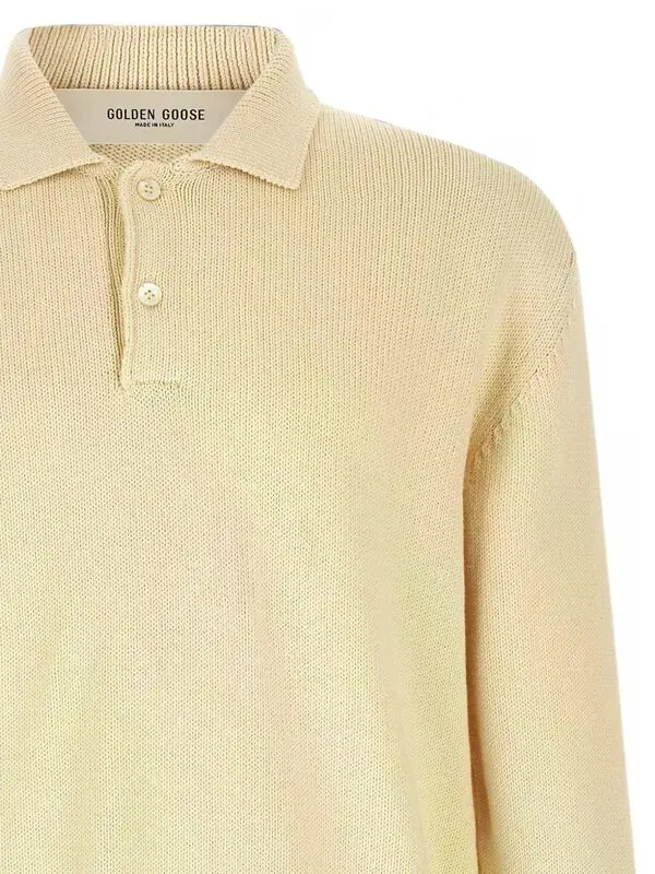 GOLDEN GOOSE Knitted Polo Jumper With Rear Logo Print